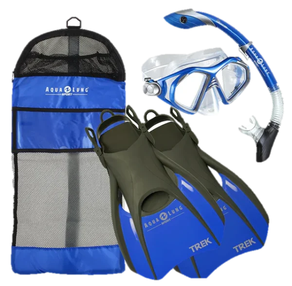 Set Aqualung Admiral + Snorkel Island Dry + Aletas Trek – Divenswim